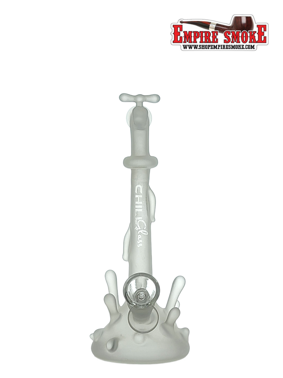 8" Chill Glass Sand Blasted Water Faucet - Empire Smoke