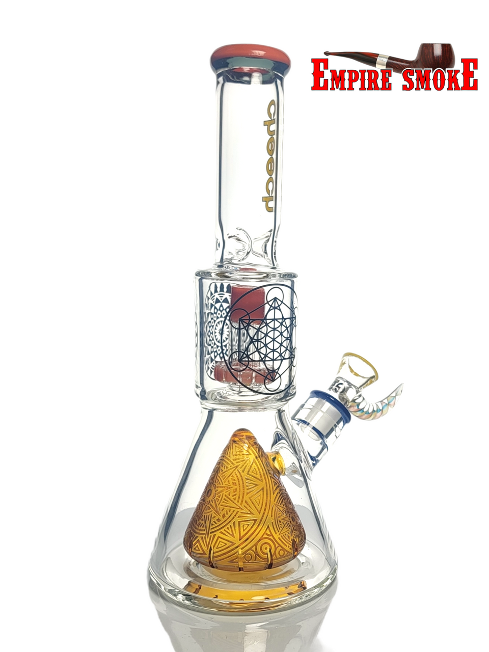 Cheech Glass- Double Perc Beaker 11'' Blue