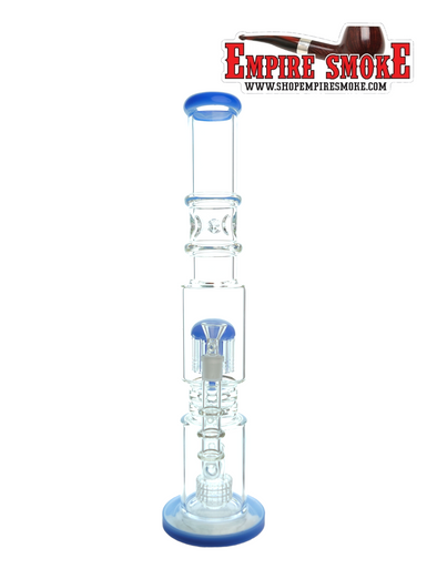 18" Fixed Stem Showerhead/Tree Perc Bong Jade Blue - Empire Smoke