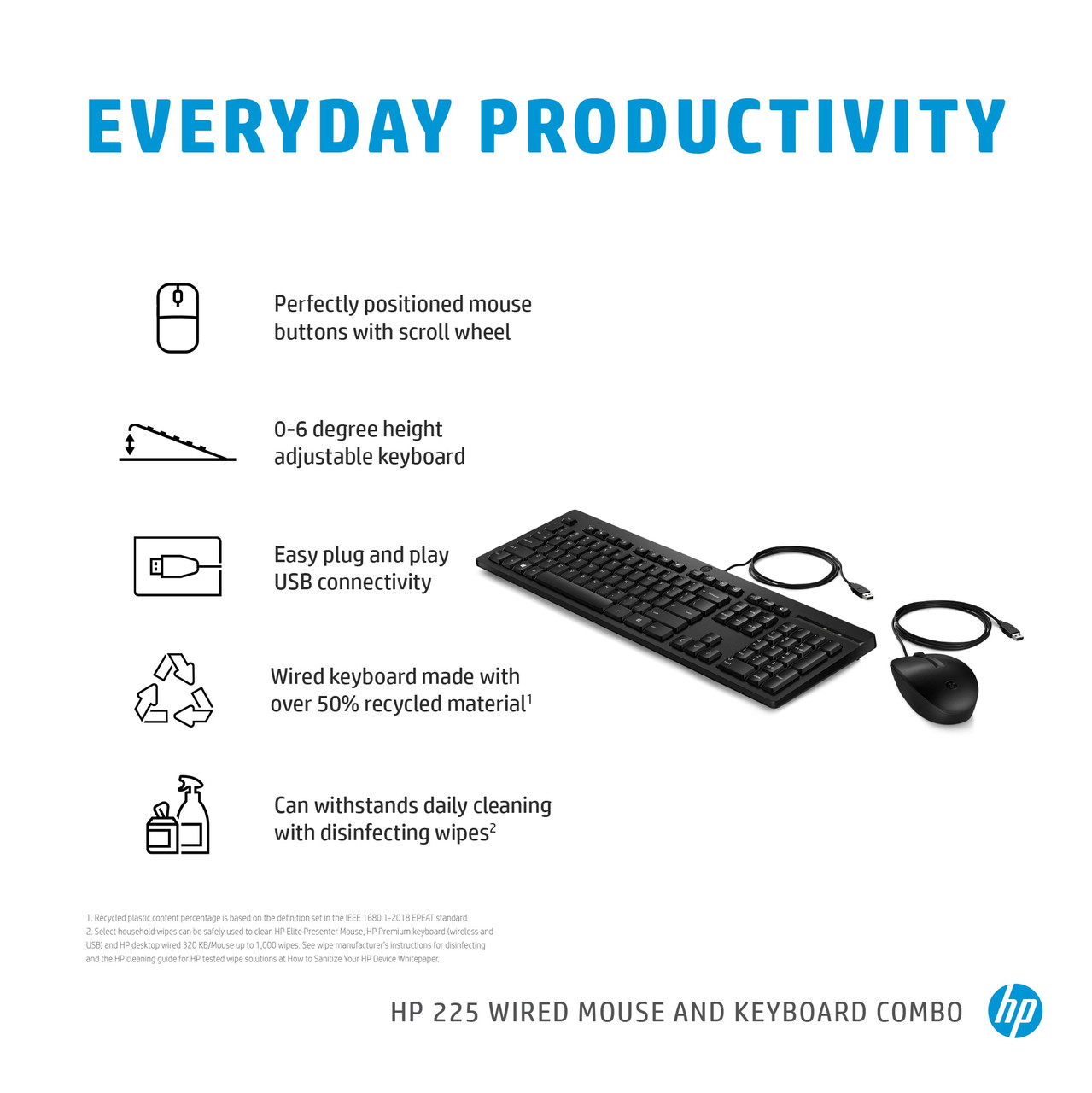 HP 225 Wired Mouse and Keyboard Combo - esupply