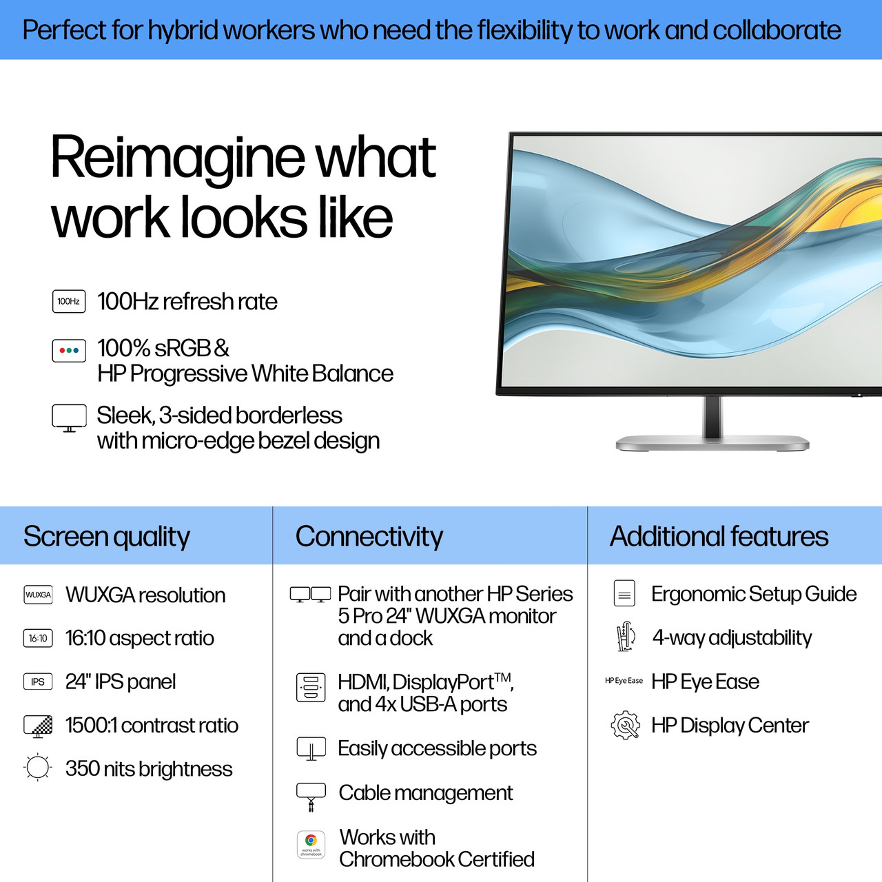 HP Series 5 Pro 24 inch WUXGA Monitor - 524pn - esupply