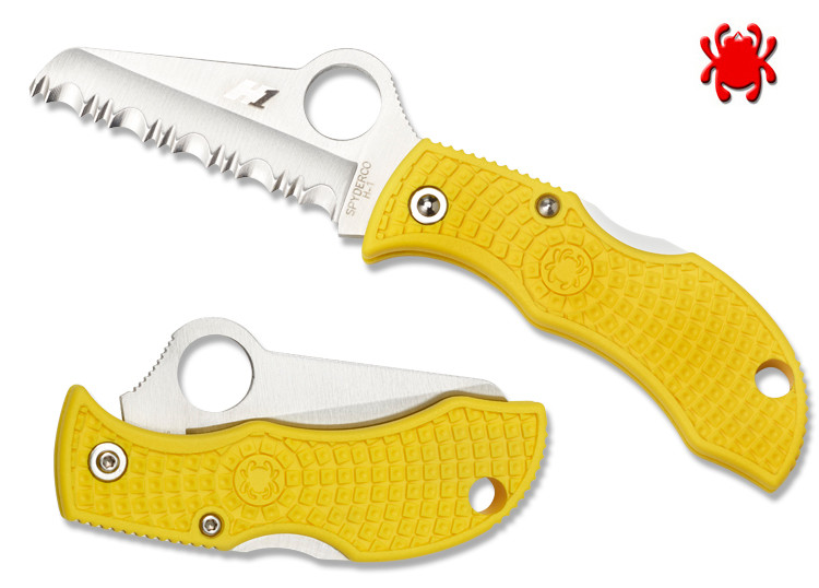 Spyderco MYLS Manbug Sheepfoot Salt - 1.90" Serrated Edge H-1 Blade ...