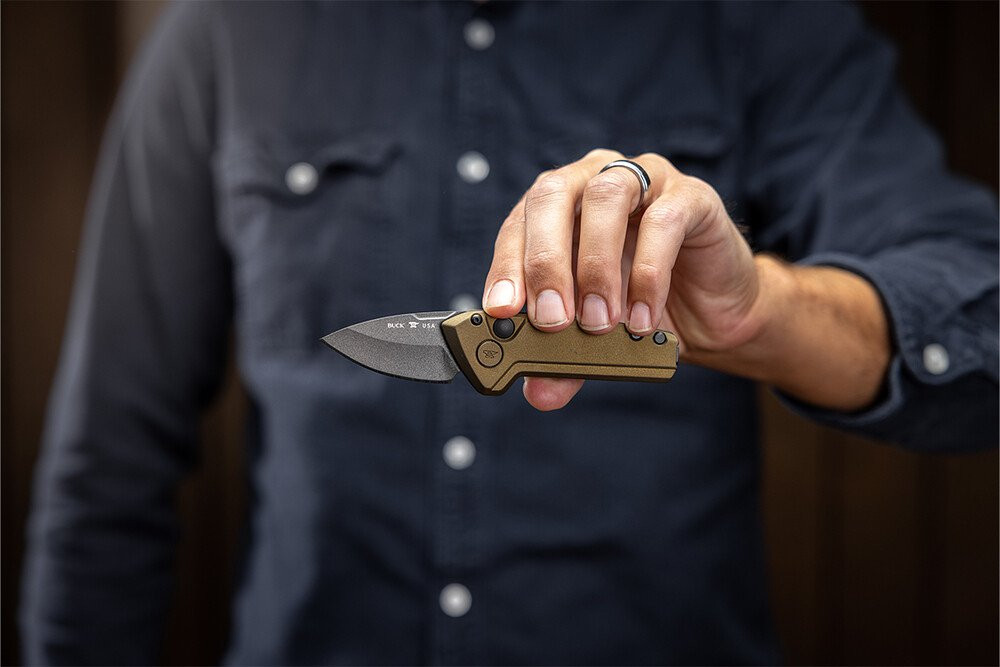 Buck Knives 0839BRS1 Mini Deploy AUTOMATIC - 1.875" Drop Point 154CM ...