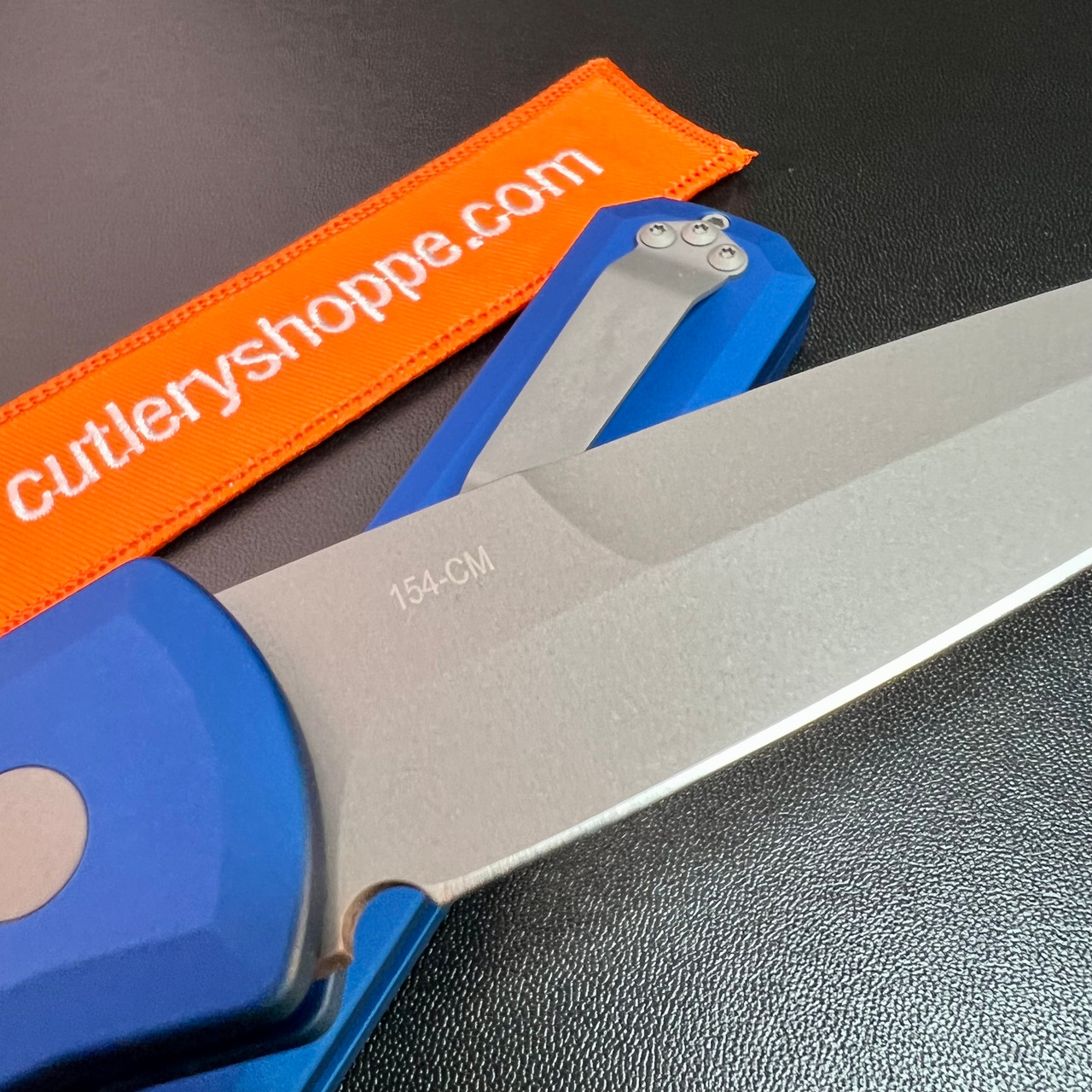 Pro-Tech 920-BLUE Godfather AUTOMATIC - 4.0" Blasted Finish 154CM Blade ...