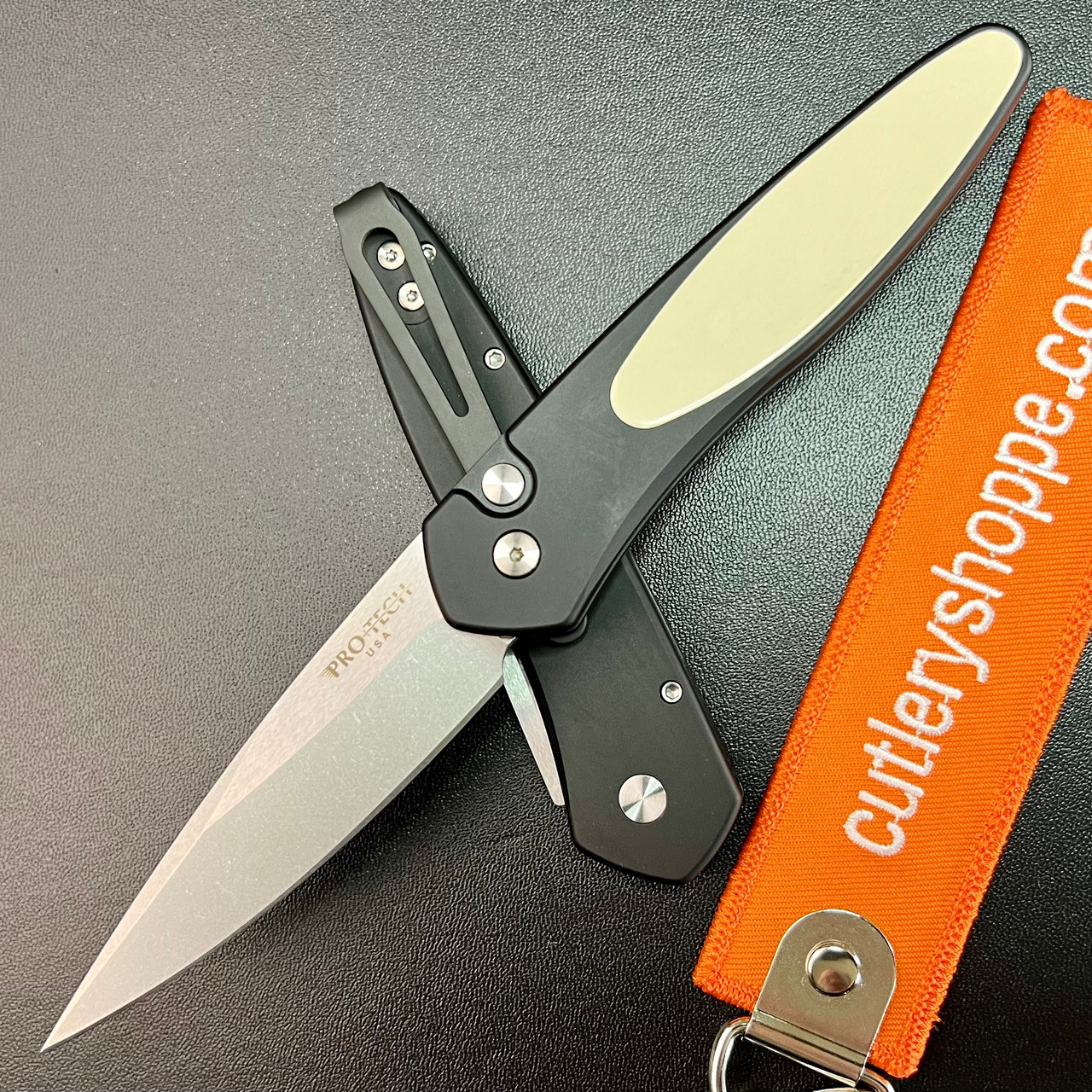 Pro-Tech 3451 Newport Tuxedo AUTOMATIC - 3.0" Stonewash CPM-S35VN Blade ...