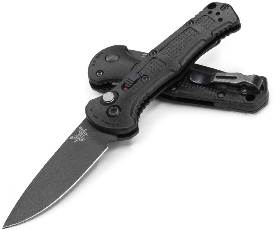 Benchmade 9570BK Mini Claymore AUTOMATIC - 3" Plain Edge Cobalt Black ...