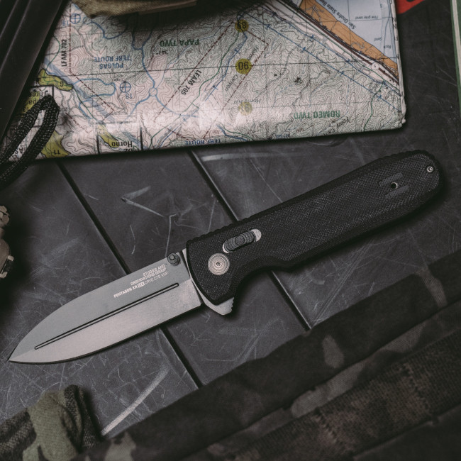SOG Knives 12-61-05-57 Pentagon XR LTE Flipper - 3.6" Black TiNi CTS ...