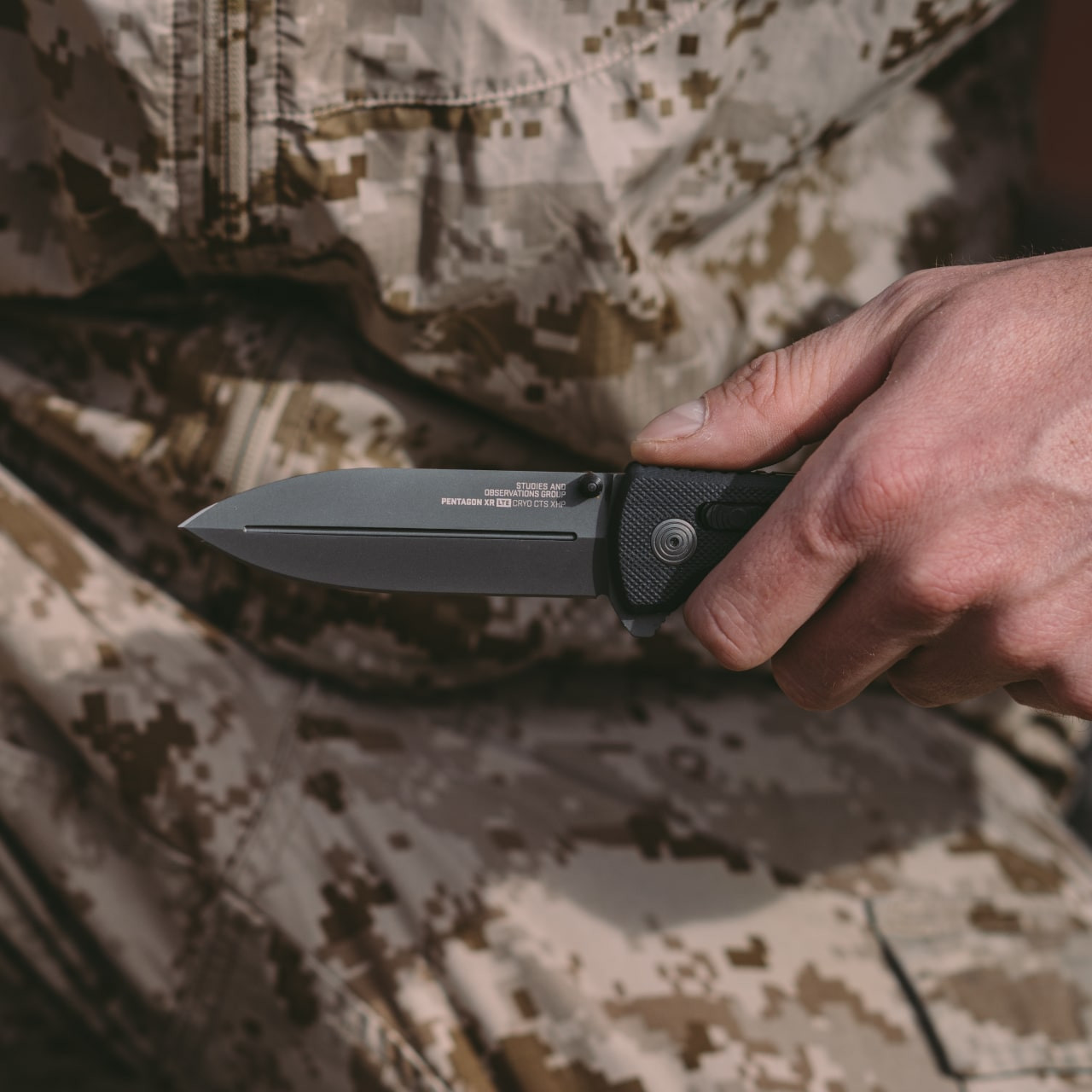 SOG Knives 12-61-05-57 Pentagon XR LTE Flipper - 3.6" Black TiNi CTS ...