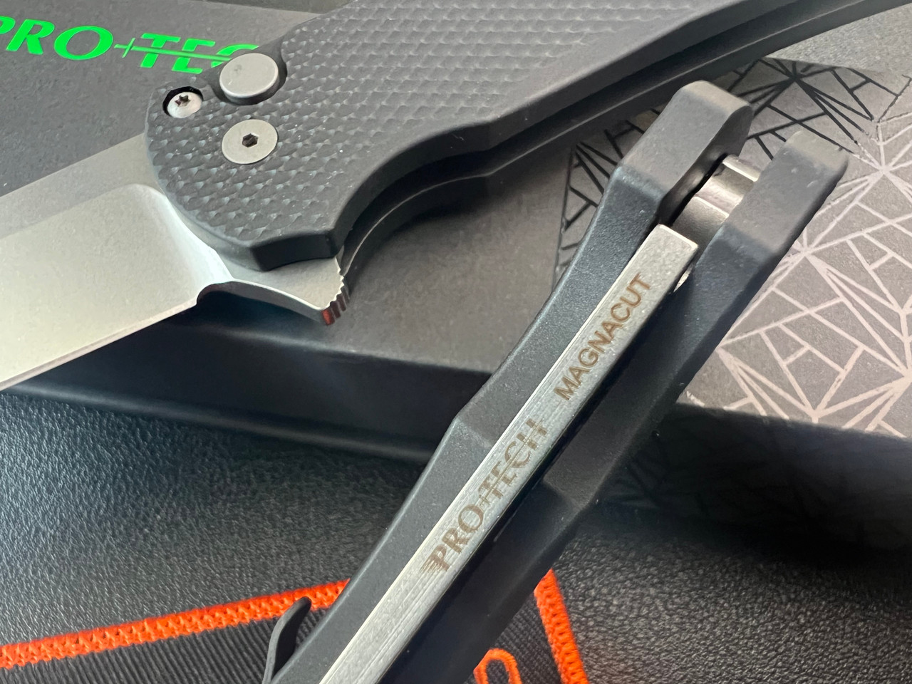 Pro-Tech 5405 Malibu Flipper - 3.25" Stonewash Reverse Tanto CPM-MagnaCut Blade - Textured Black ...