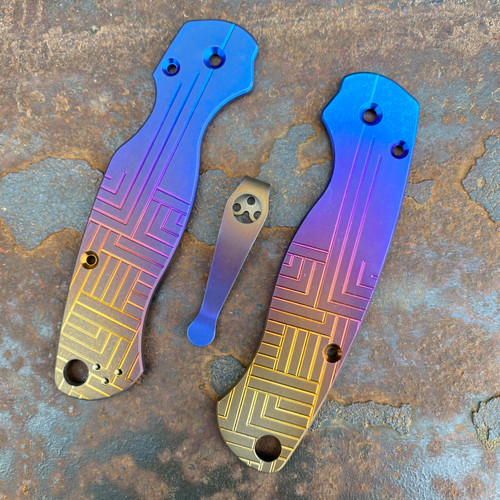 LynchNW Spyderco PM2 - "CS Frag" Titanium Scale Kit w/Ti Clip - Metal ...