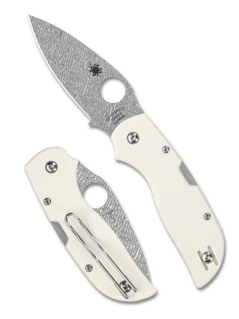 Spyderco C152GPIVD Chaparral - 2.8" Damasteel Blade - Ivory G-10 Handle ...