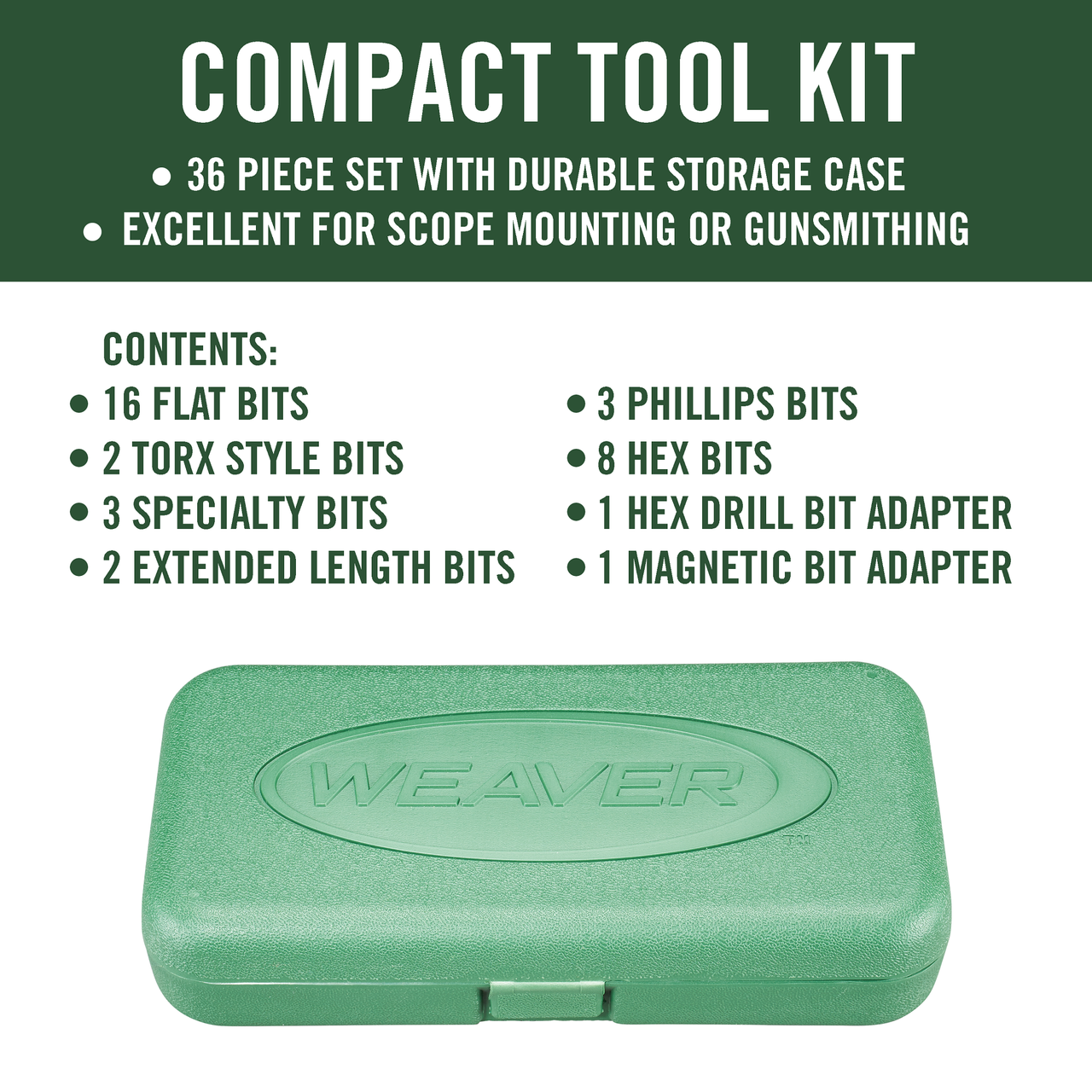 Weaver 36-Piece Gunsmithing Tool Kit for Adjustments and Repair | Weaver