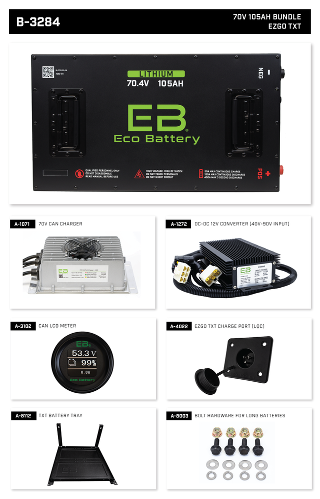 EB Eco Battery Lithium Conversion 70V 105Ah EZGO TXT Bundle - Eastern Carts