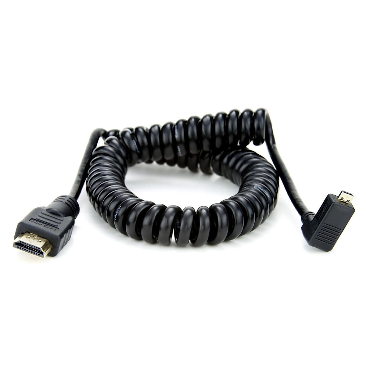 Atomos Coiled Right-Angle Micro HDMI to Full HDMI Cable 50-65cm