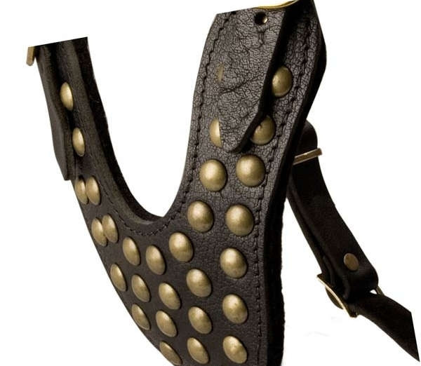 Adjustable Studded Leather K9 Harness for Medium to Large Dog Breeds