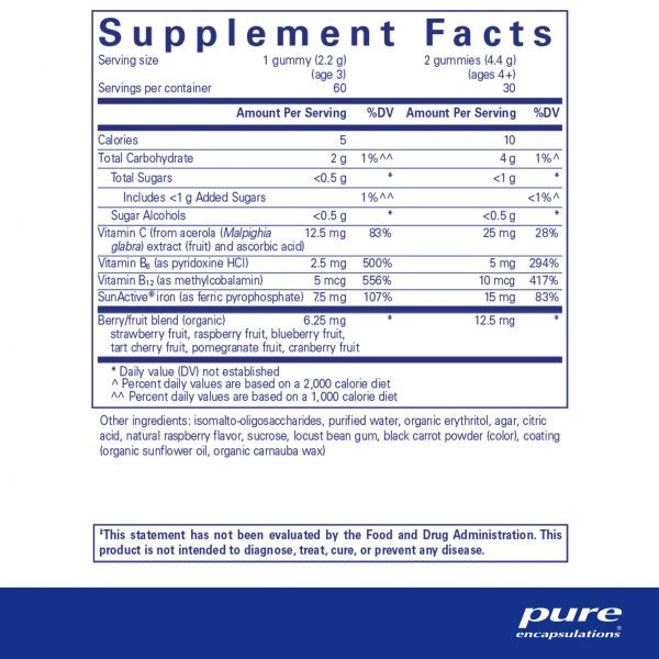 Iron-C+ Gummies by Pure Encapsulations 60 gummies