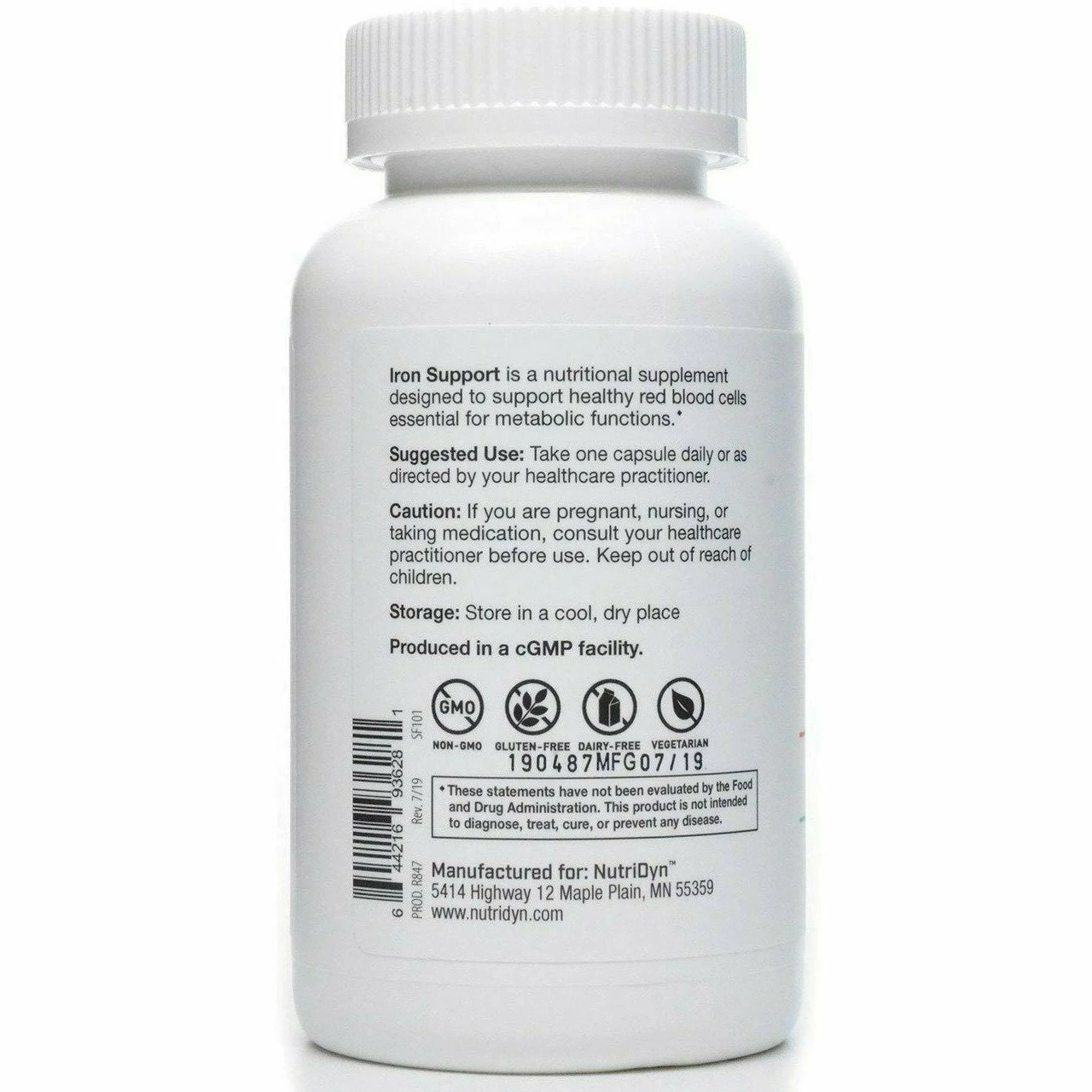 Iron Support 180 capsules by Nutri-Dyn - Clinical Nutrition Centers