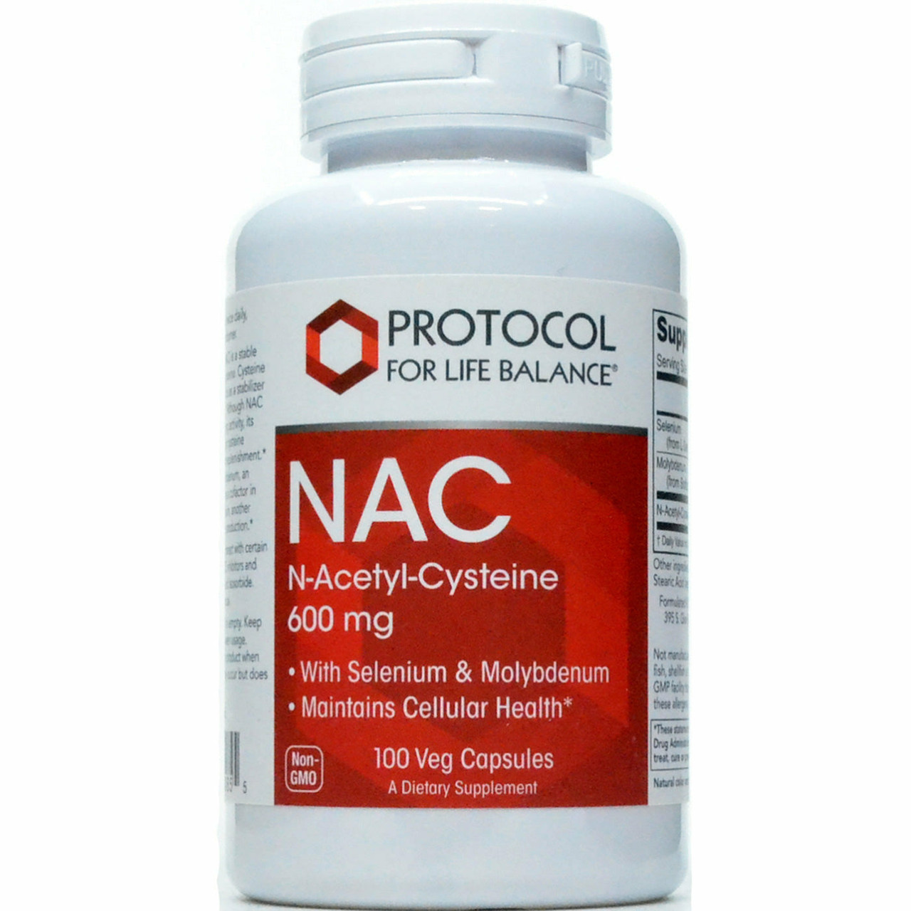 NAC 600 mg 100 caps by Protocol For Life Balance - Clinical Nutrition ...