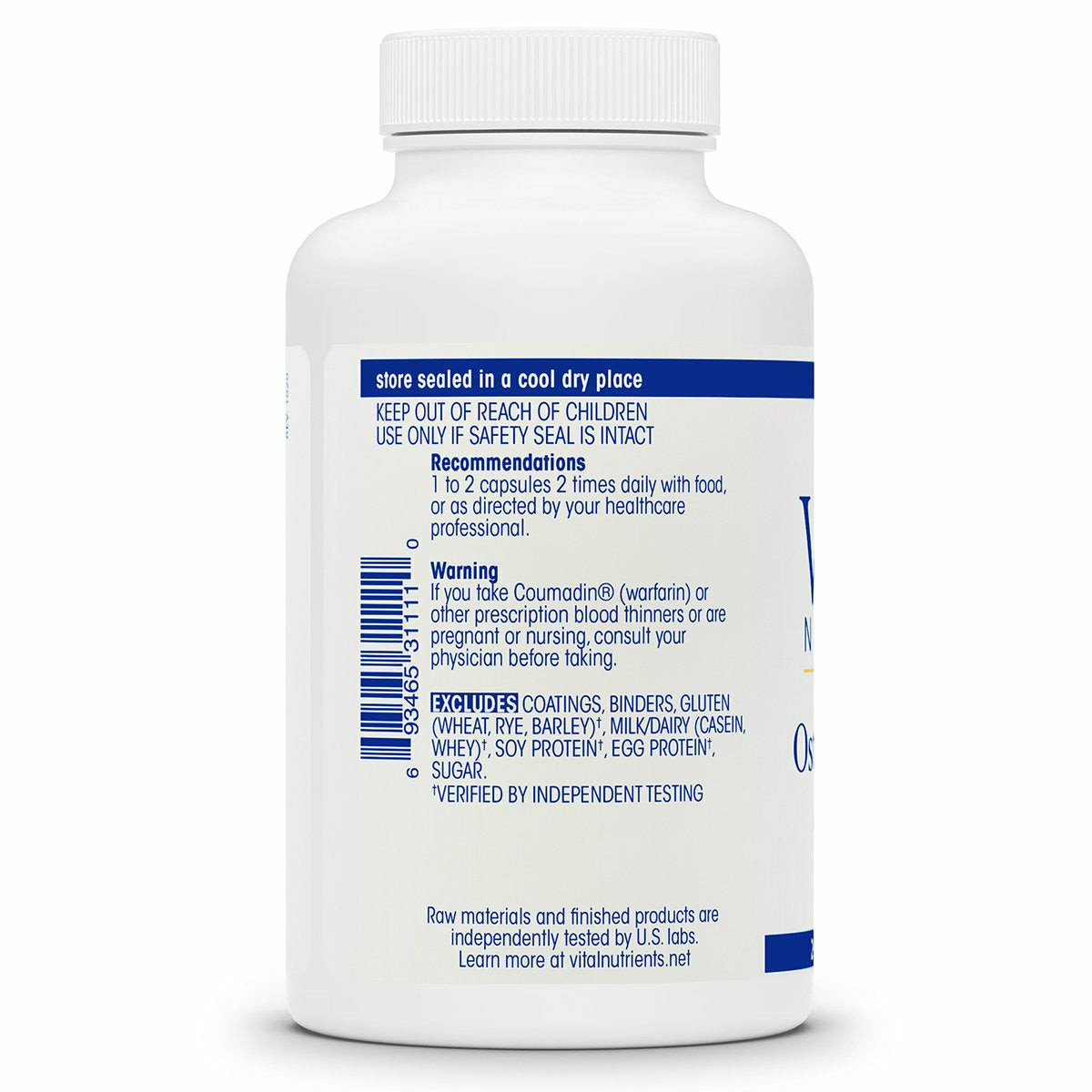 Osteo-Nutrients II 240 caps by Vital Nutrients - Clinical Nutrition Centers