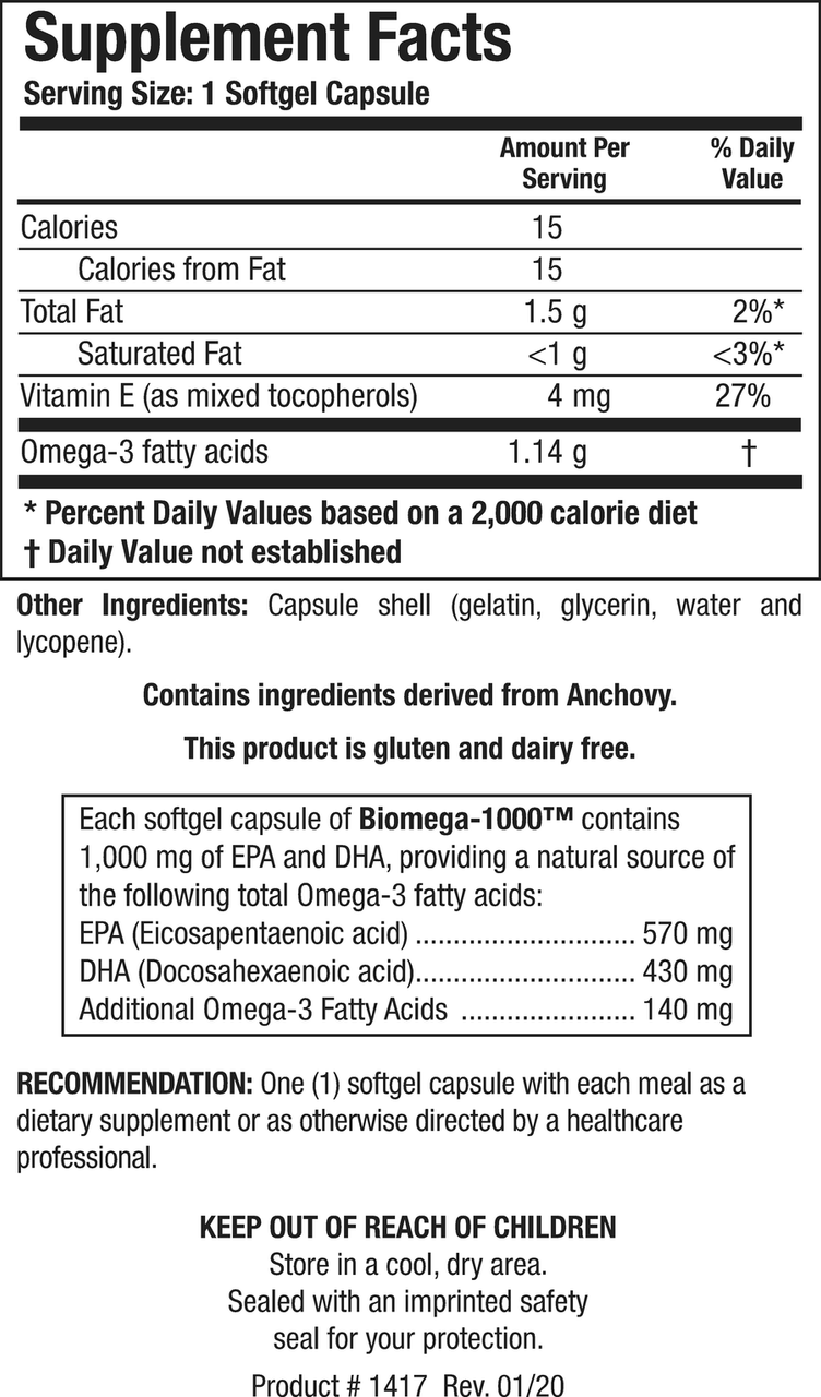 Biomega-1000 by Biotics Research Corporation 90 Capsules