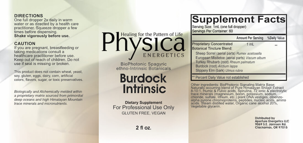 Burdock Intrinsic BioPhotonic by Physica Energetics 2 oz. (60 ml)