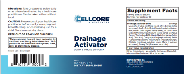 Drainage Activator by CellCore Biosciences 120 capsules