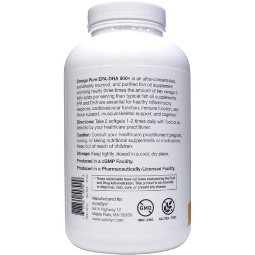 Omega Pure EPA-DHA 600+ by Nutri-Dyn - 240 Capsules - Clinical ...