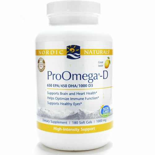 ProOmega D 1000 mg 180 gels by Nordic Naturals - Clinical Nutrition Centers