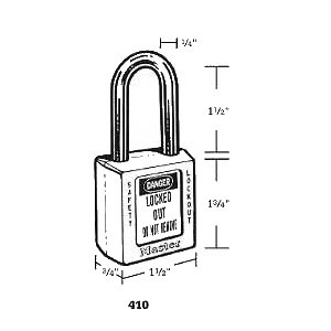 Master Lock 410YLW Safety Padlock, 410 Yellow Keyed Different, 1 Key