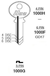 Key blank, Ilco 1000G Corbin Cabinet CO10