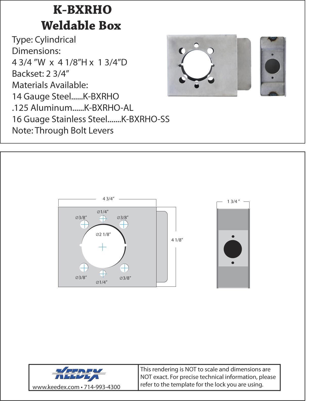 Keedex K-BXSIM Gate Box, Weldable F/Simplex 1000