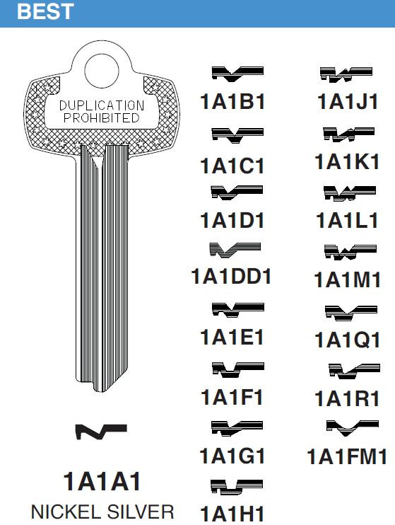 Ilco 1A1A1 Key Blank Best/Falcon A