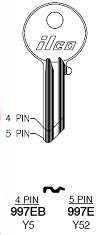Ilco 997E Key Blank, Yale 5-pin Y52
