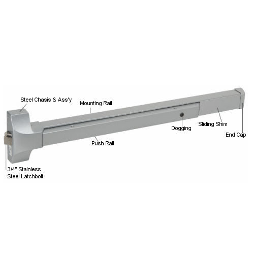 Cal-Royal 5000EO 36 AL Exit Device , Aluminum Finish