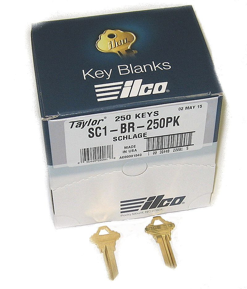 Ilco Taylor SC1-BR-250PK Key Blank SC1 Brass, 250/Box