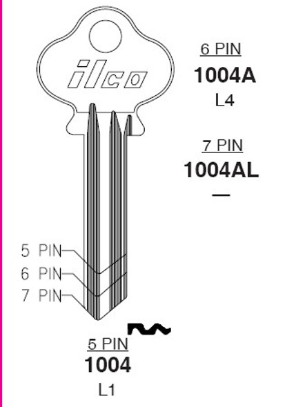 Ilco A1015M Key Blank for Lockwood M Section, 6-Pin