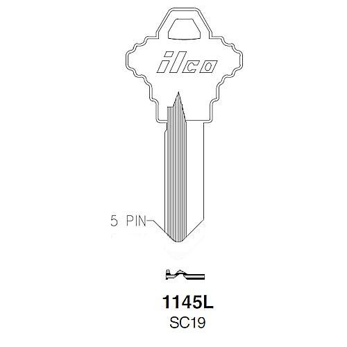Ilco 1145L Key Blank SCH L, 5 pin