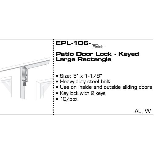 Pro-Lok EPL-106-AL Entry Armor Keyed Patio Door Lock