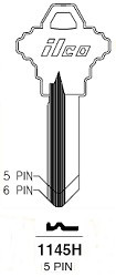 Ilco 1145H Key Blank, 5-pin H Keyway SC13