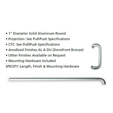 International IDC PP-1000-9-39 AL Push/Pull Bar Set, 9in CTC, 39in AL ...