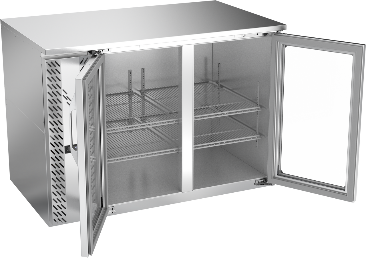VBB48HC-FG-S | 48" Glass Doors Back Bar in Black | Victory Refrigeration