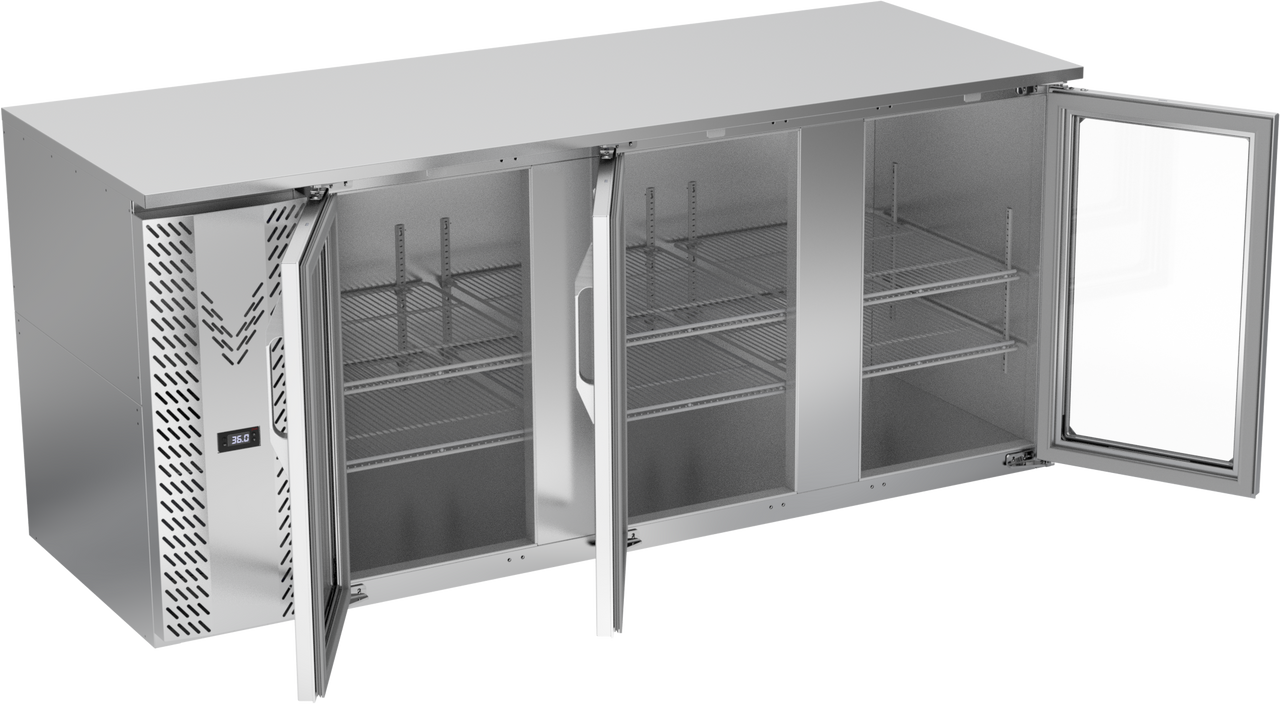 VBB78HC-FG-B | 78" Glass Doors Food Rated Back Bar in Stainless Steel ...