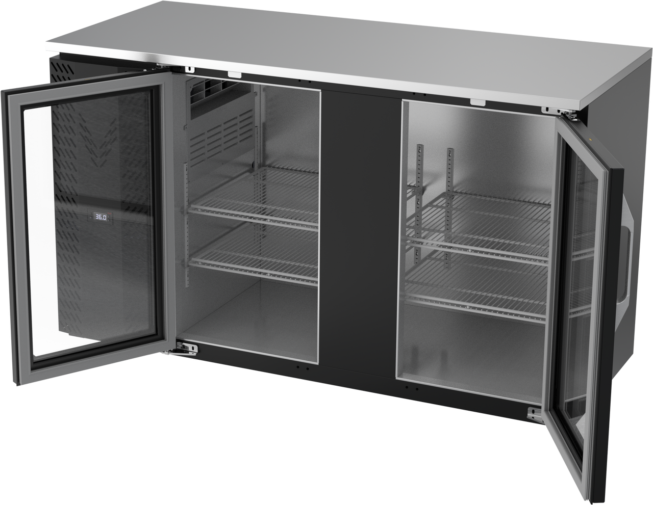 VBBN58HC-F-B | 58" Narrow Depth Glass Doors Food Rated Back Bar in ...