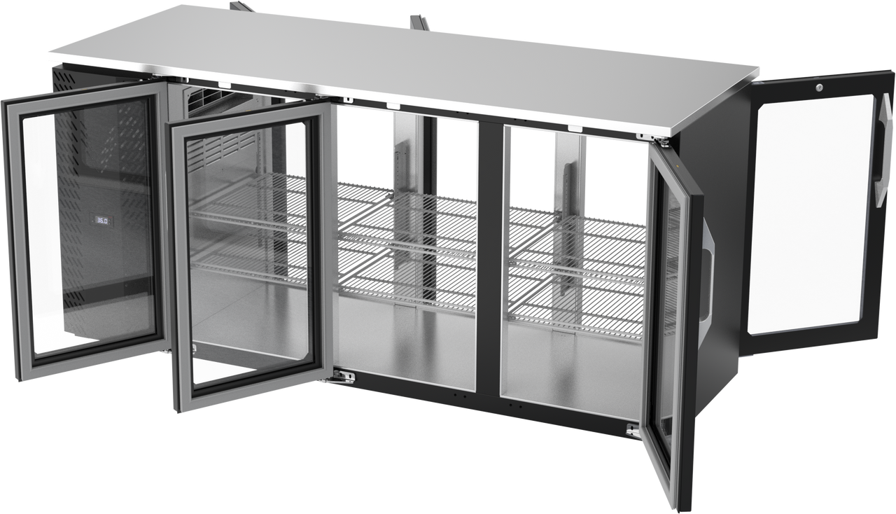VBBN72HC-FG-B | 72" Narrow Depth Glass Doors Food Rated Pass-thru Back ...