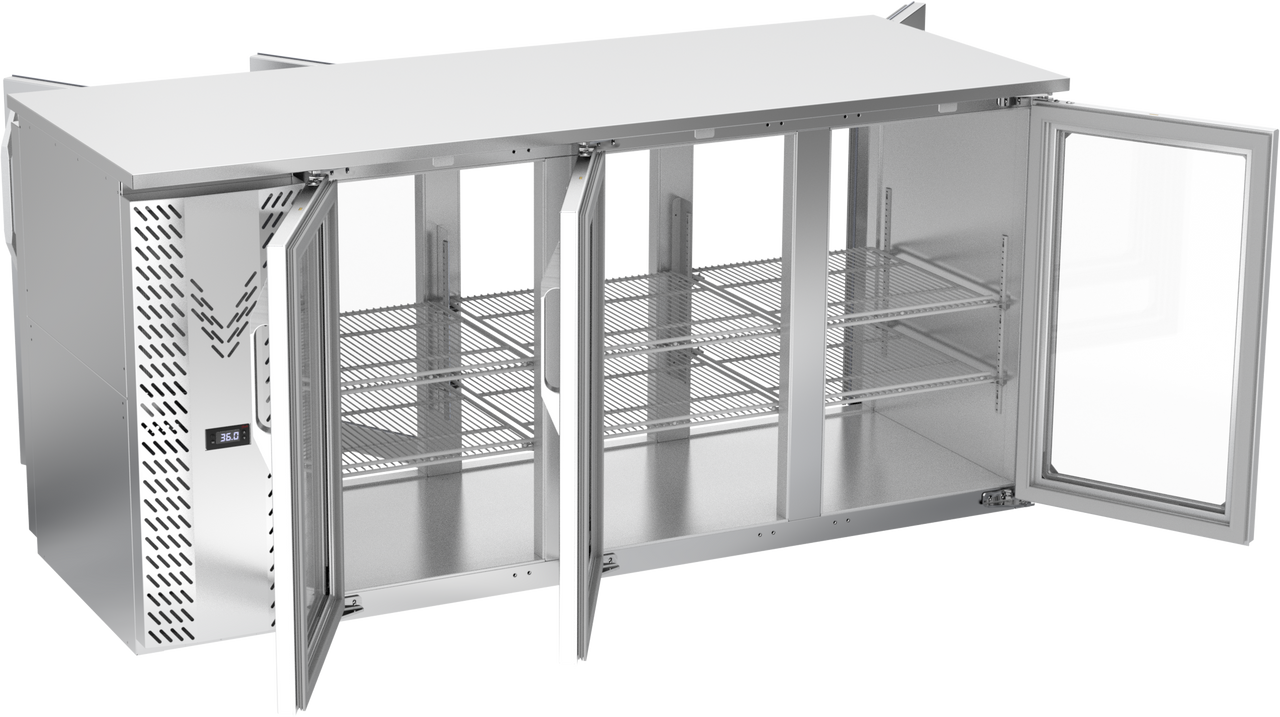 VBBN72HC-FG-PT-B | 72" Narrow Depth Glass Doors Food Rated Pass-thru ...