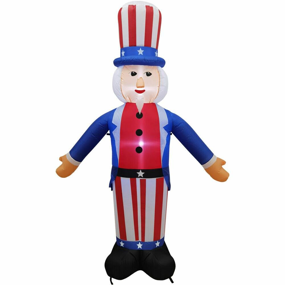 8-Ft. Tall Uncle Sam, Outdoor Blow Up Inflatable with Lights