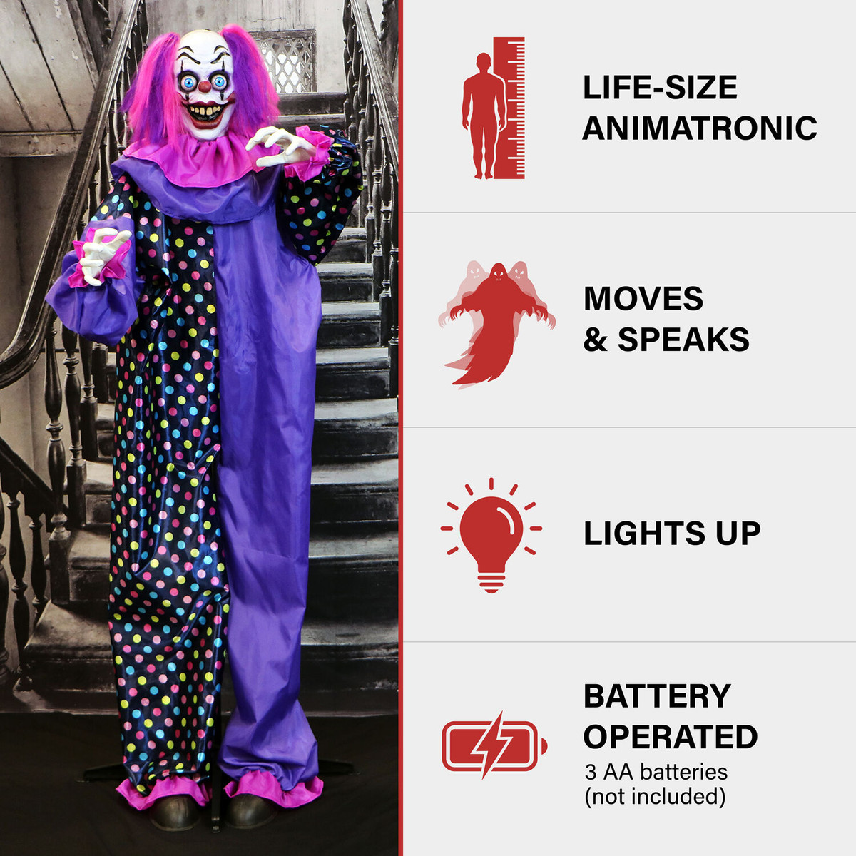 Haunted Hill Farm Devious Dottie the Animatronic Talking Clown with ...