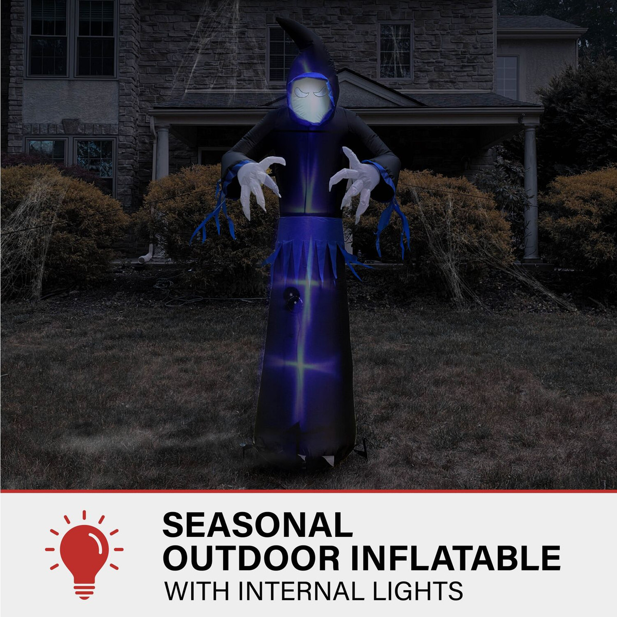 Haunted Hill Farm 20-Ft. Tall Pre-lit Inflatable Ghost Reaper