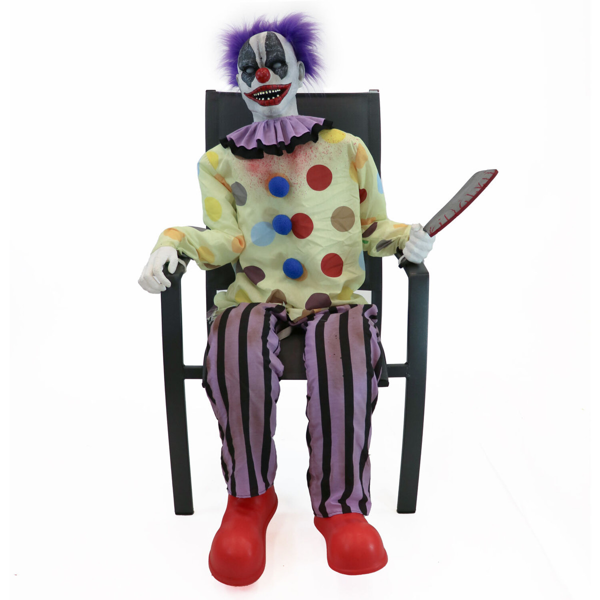 Haunted Hill Farm Motion-Activated Thrashing Clown with a Meat Cleaver ...