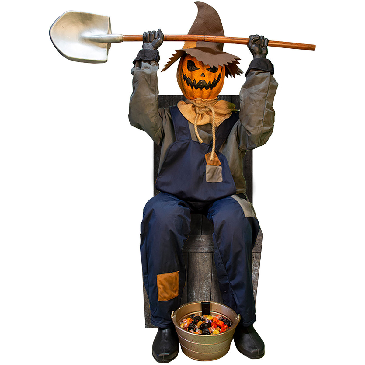 Haunted Hill Farm Motion Activated Lunging Pumpkin Carver Zombie Girl ...